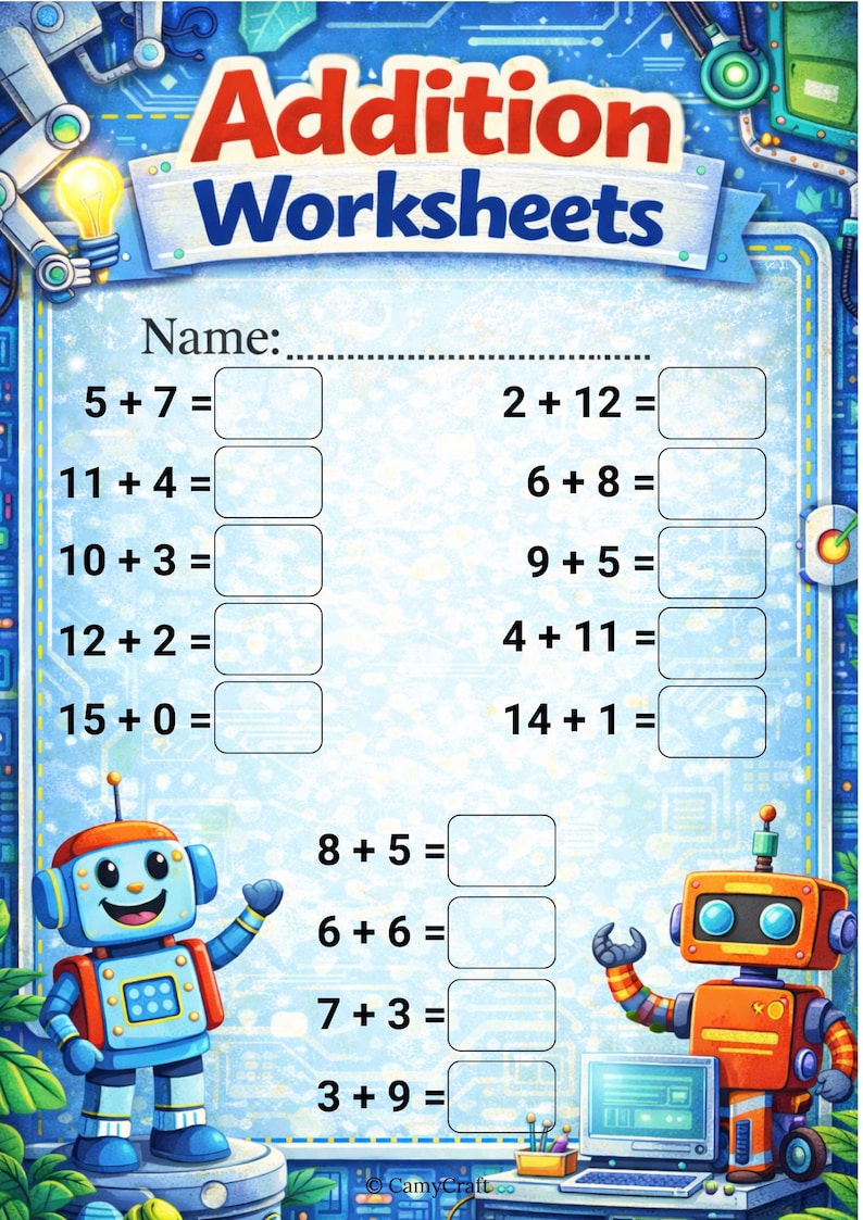 Printable Addition Worksheets (1–15) for Kindergarten & 1st Grade | 7 ...