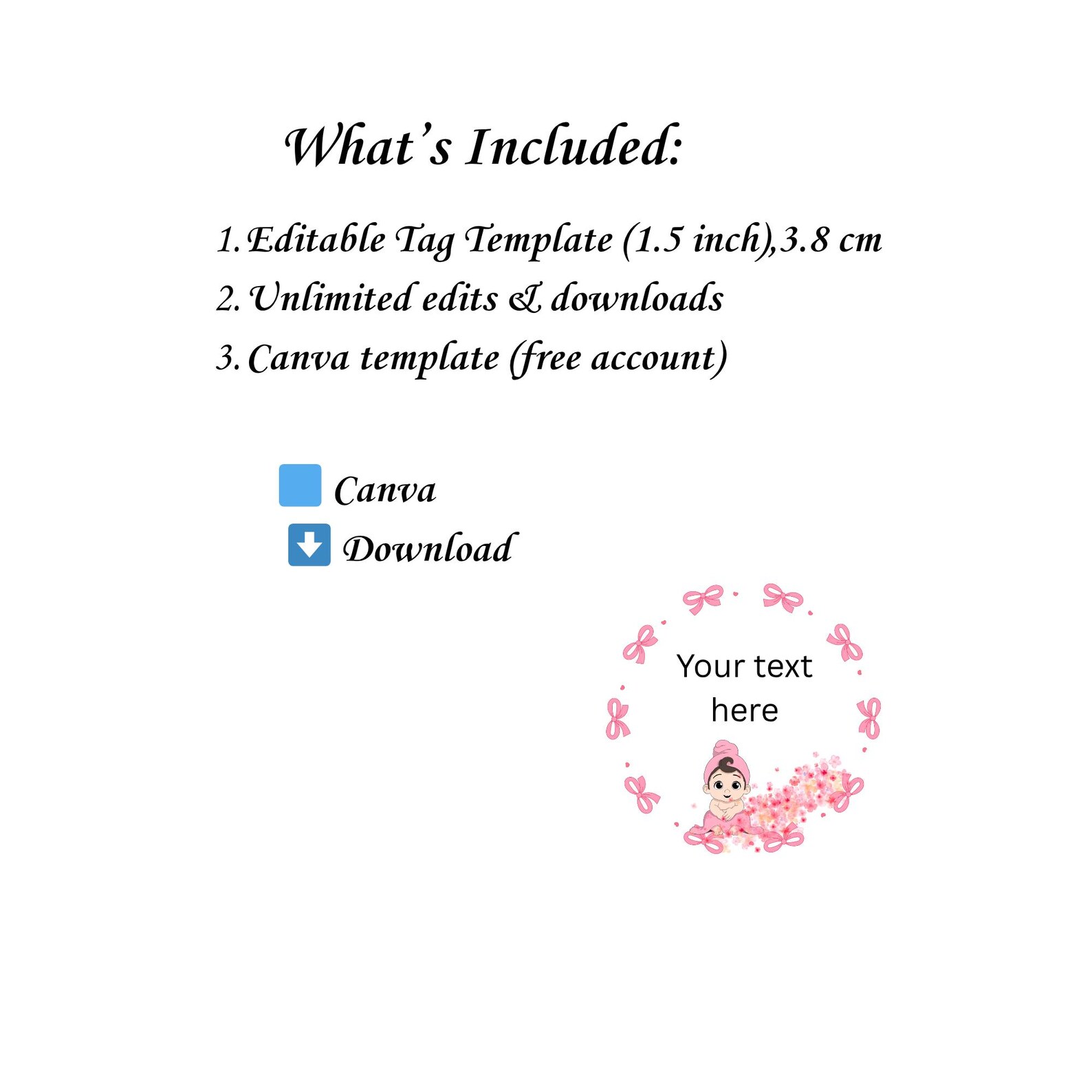 Editable Favour Tags, Pink Label, Sticker Template, Small Product Tag ...