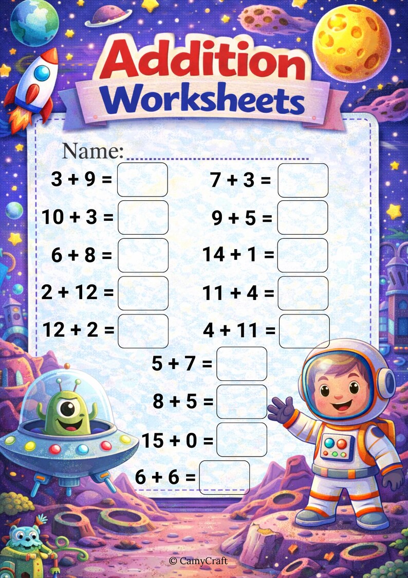 Printable Addition Worksheets (1–15) for Kindergarten & 1st Grade | 7 ...