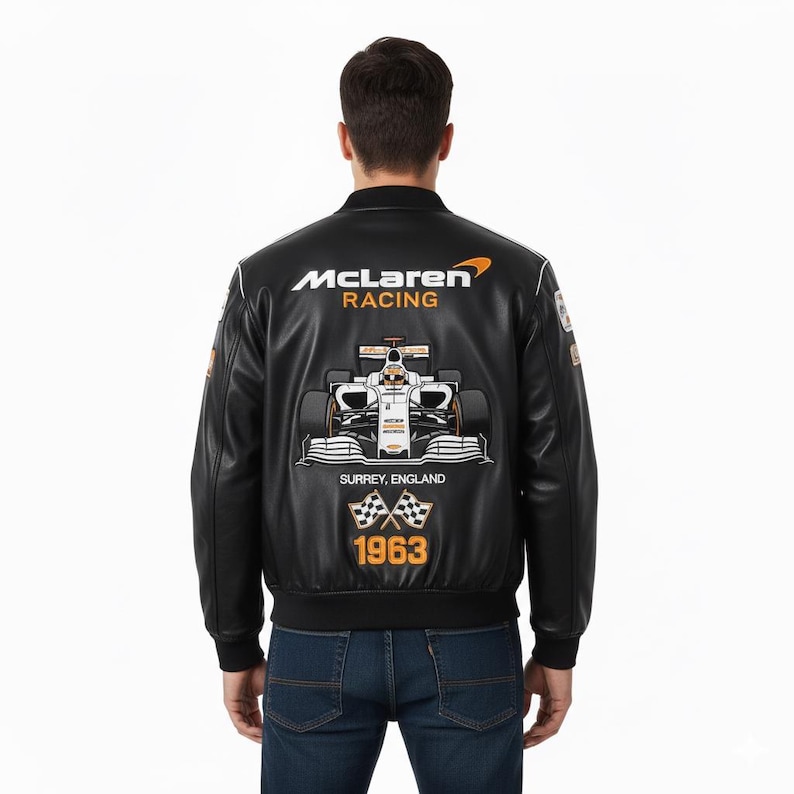 Mclaren Racing Leather Jacket | F1 Car Bomber Jacket | Mclaren Team ...