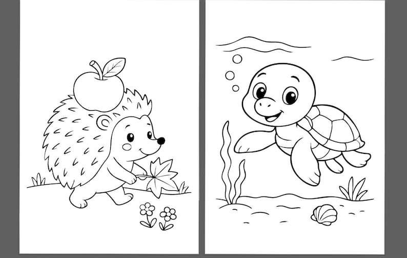 Coloring Pages With Cute Animals in Funny and Creative Sitiations. Cute ...