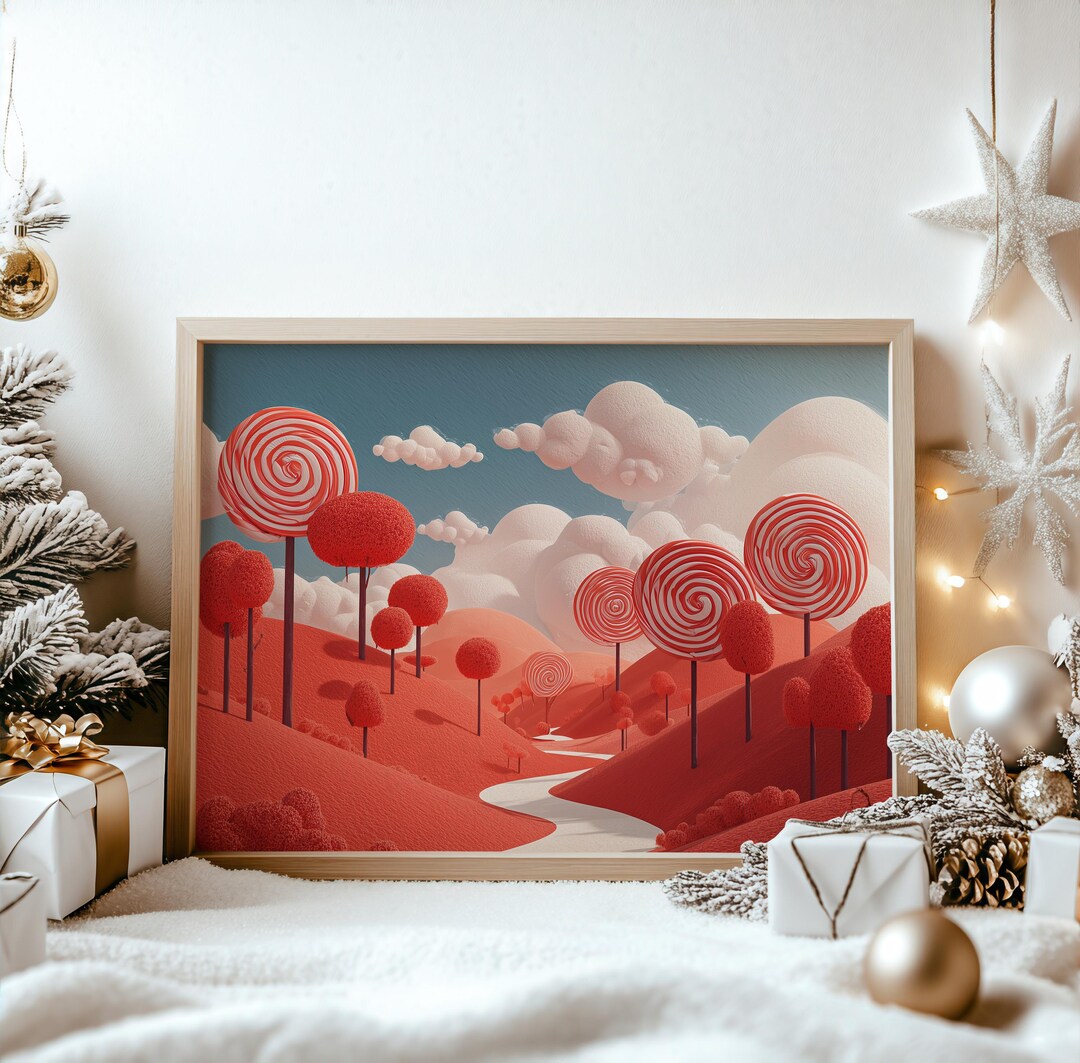 Christmas Peppermint Candy Landscape - Festive Holiday Wall Art ...