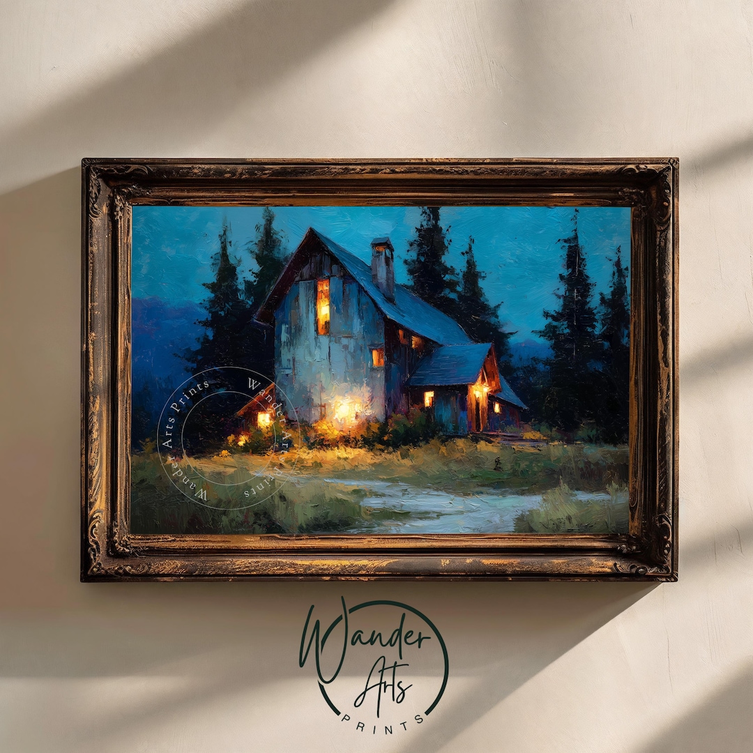 Rustic Viking Longhouse Scene - Cozy Printable Nordic Cabin Art, Moody ...