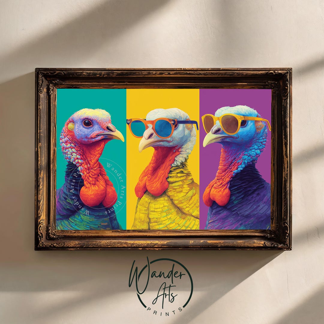 Colorful Pop Art Turkey Prints - Modern Animal Art, Vibrant Wall Decor ...