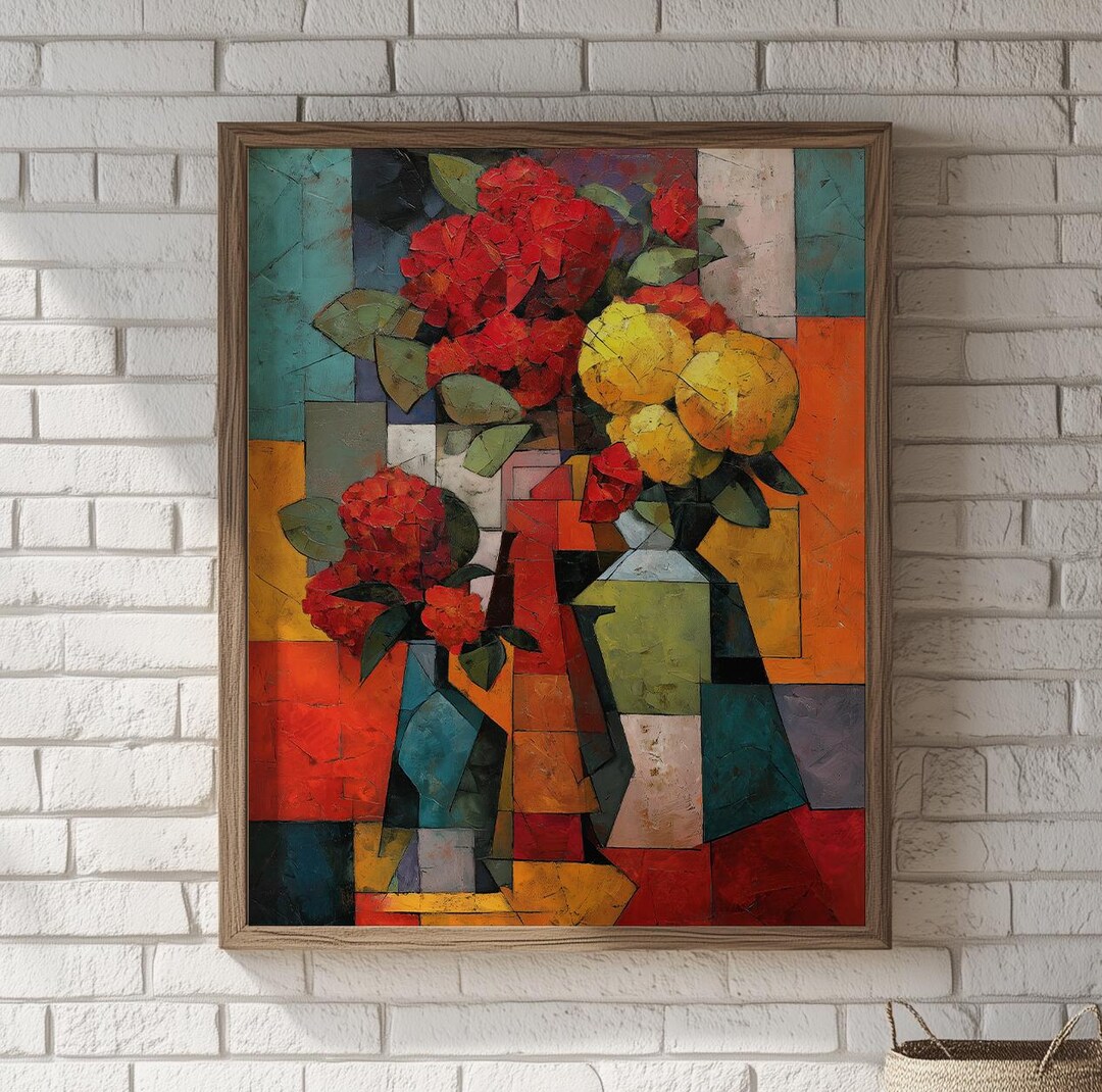 Cubist Flower Bouquet Printable - Bold Modern Abstract Floral Art ...