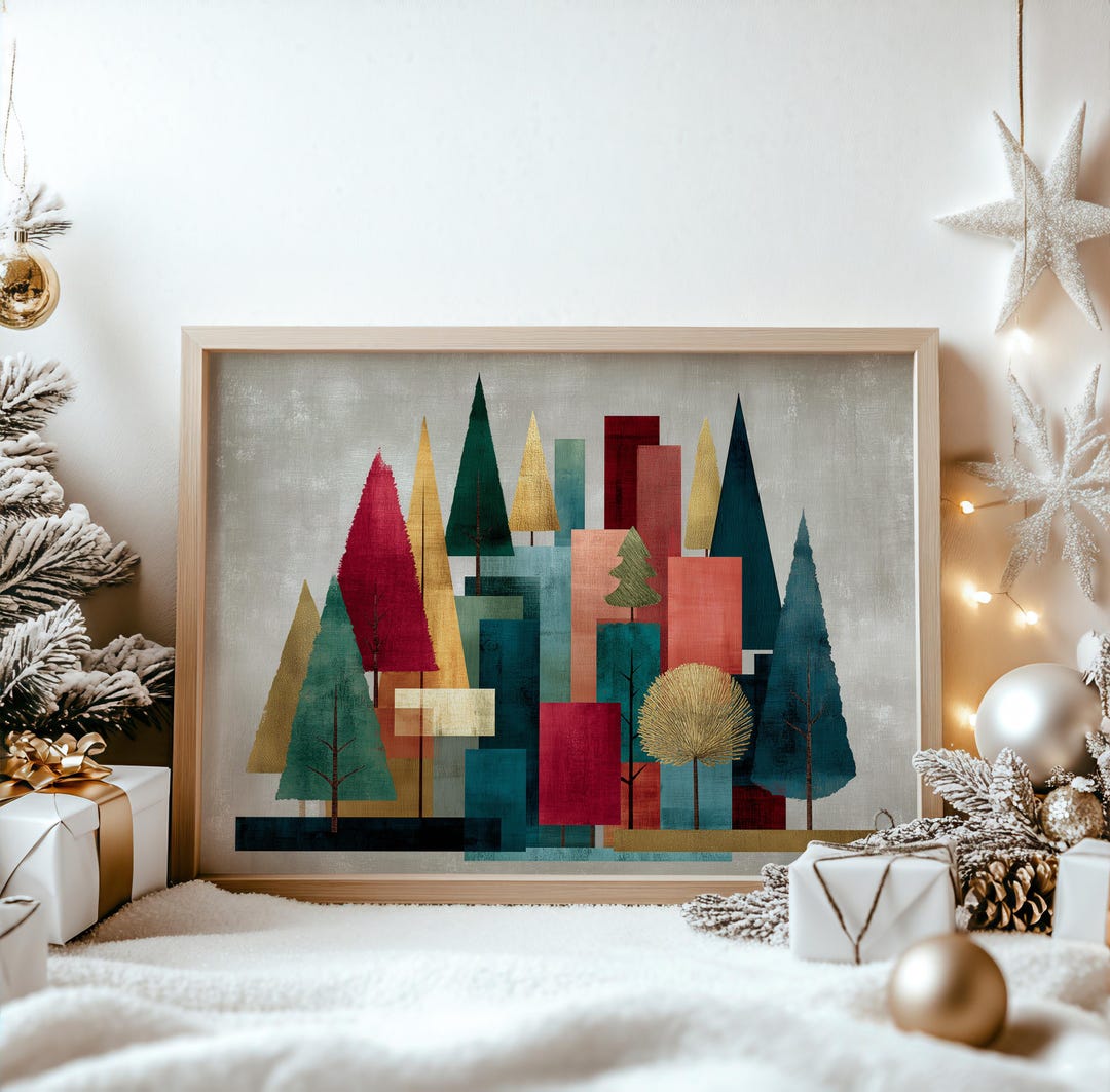 Modern Abstract Christmas Art - Festive Printable Wall Decor, Colorful ...