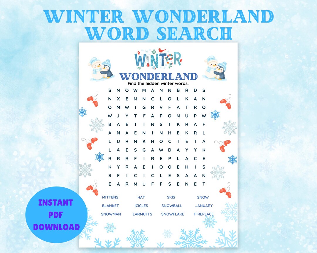 Winter Wonderland Word Search: Fun Christmas Printable Activity for All ...