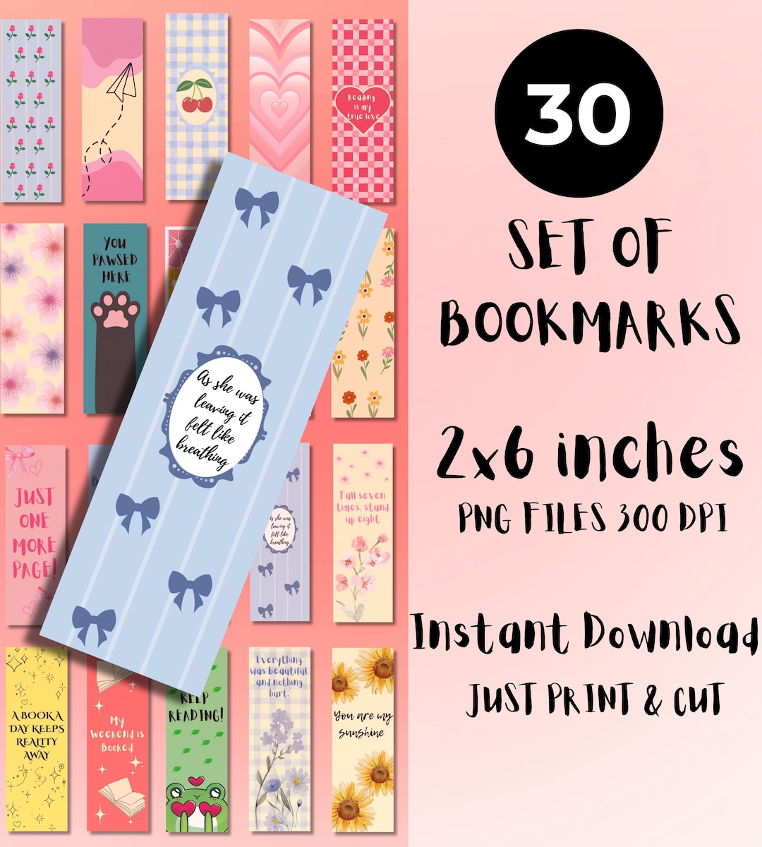 30 Aesthetic Printable Bookmarks | Cute Coquette, Cottagecore & Quote ...