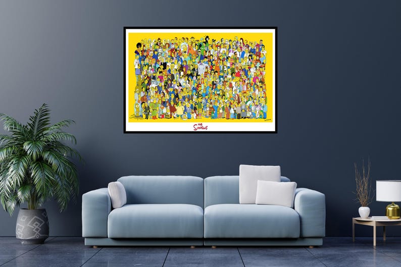 The Simpsons Poster, Simpsons All Characters Print, Full Cast Artwork ...