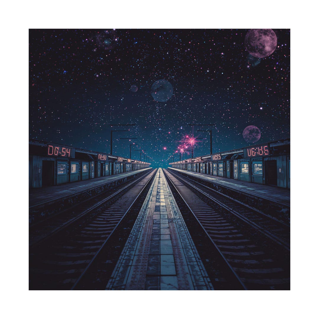 Cosmic Subway Portal Poster - Surreal Galaxy Train Station Wall Art - Etsy
