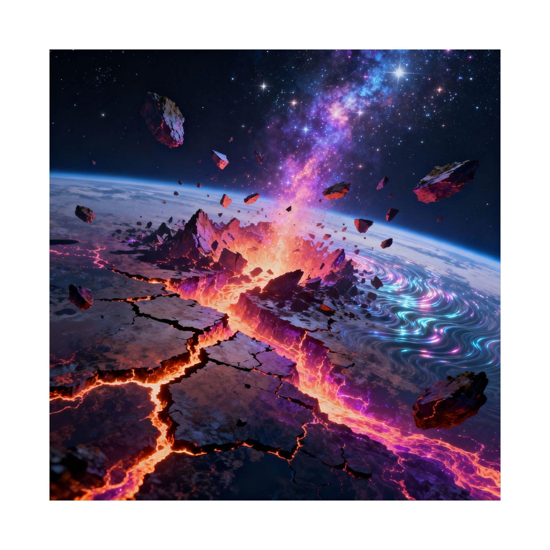 Cosmic Planet Fracture - Exploding World Rift Art - Etsy