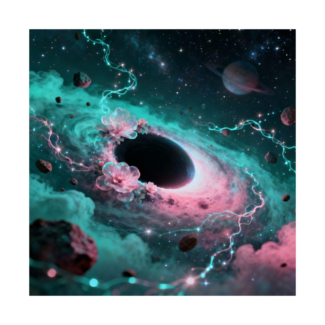 Cosmic Black Hole - Nebula Flower Galaxy Art - Etsy
