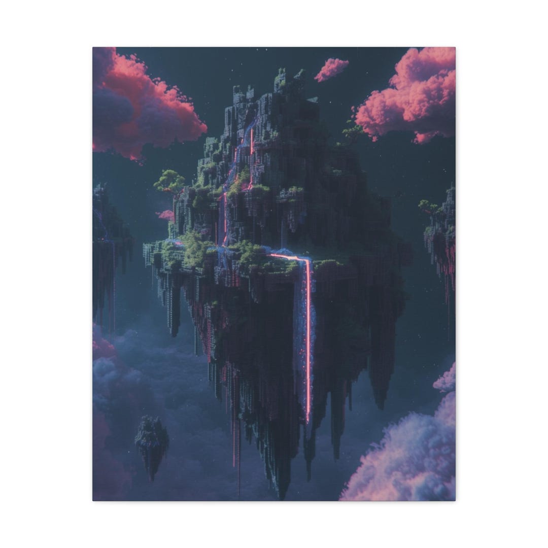 Surreal Cosmic Pixel Landscape Art: Floating Island Dreamcore Print - Etsy