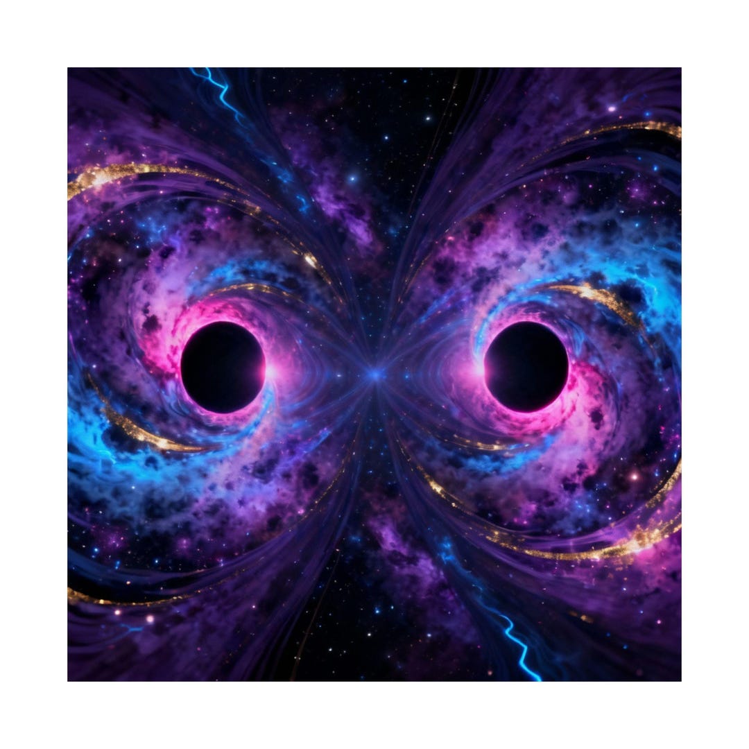 Twin Black Hole Nebula Art Print - Electric Blue & Purple Cosmos - Etsy