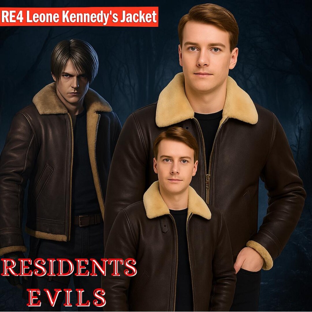 Resident Evil 4 Leon Kennedy Leather Jacket: B3 Bomber Fur Cosplay ...