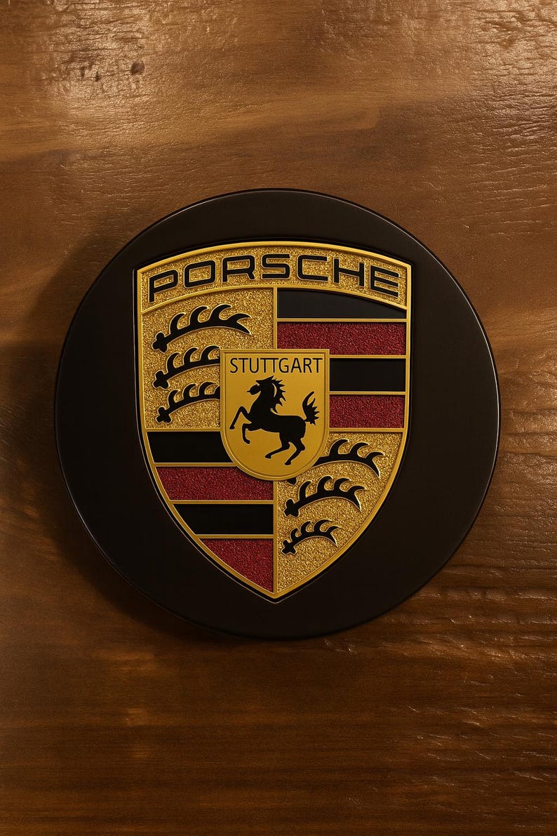 Porsche Center Caps – Set of 4 Gloss Black Silver Wheel Emblems. - Etsy ...