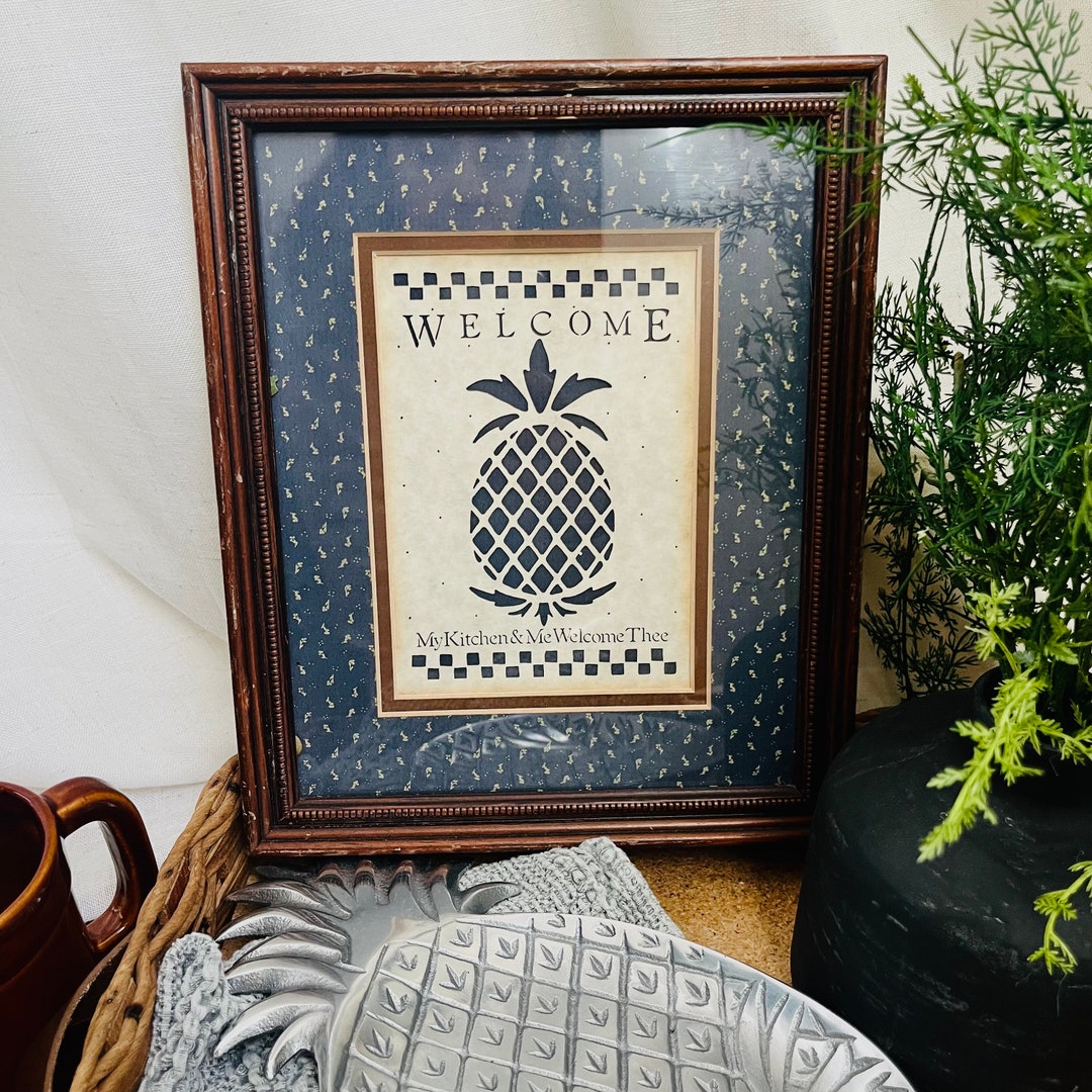 Vintage Figi Graphics Country Cuts Framed Folk Art With Pineapple ...