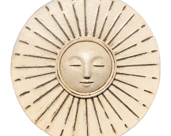 6 Ceramic Moon Face, Handmade Clay Wall Art, Pottery Decor, Metallic ...