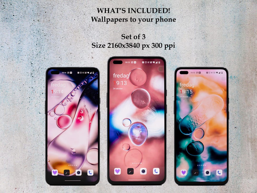 Cellphone Wallpapers / Set of 3 / Water Bubbles / Abstract / Size ...