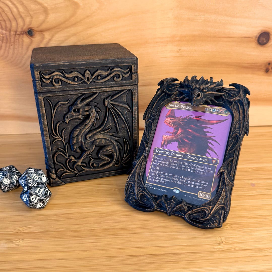 MTG Dragon Themed Deck Box + Card Frame - TCG Card Storage, Commander ...