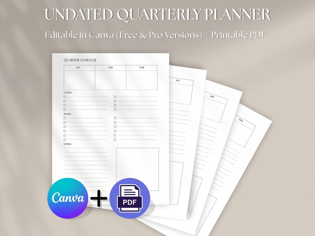 Quarterly Planner Pages: Goal Setting & Tracking (printable PDF) - Etsy