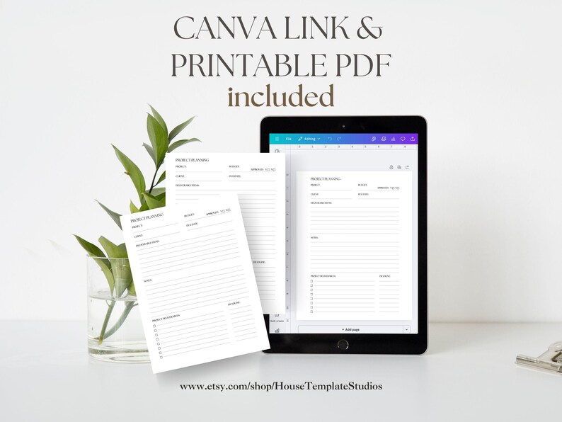 Project Planner Template: Editable Canva Design - Printable PDF - Etsy