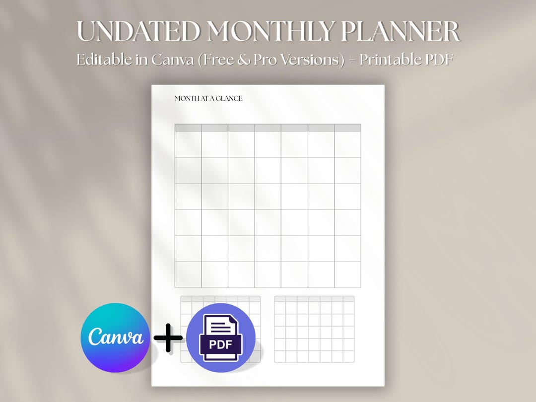 Monthly Planner Page: Undated Layout With Mini Months - Editable PDF ...
