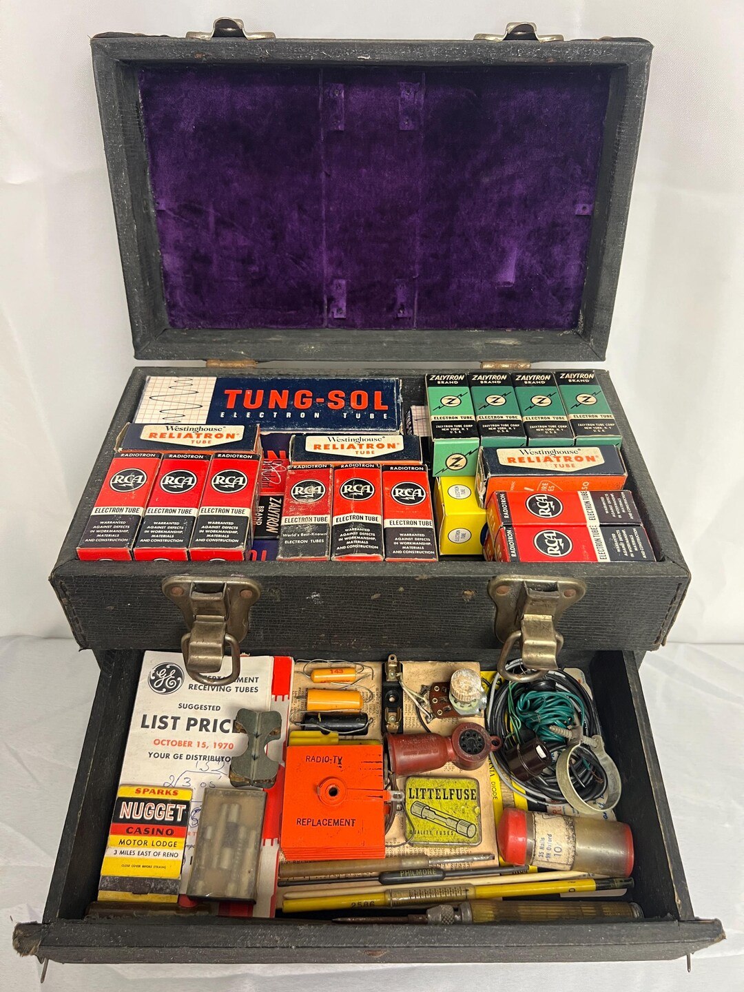 Antique Jewell Tube Caddy 35 Vacuum Tubes, Tools, & More! US Vintage ...