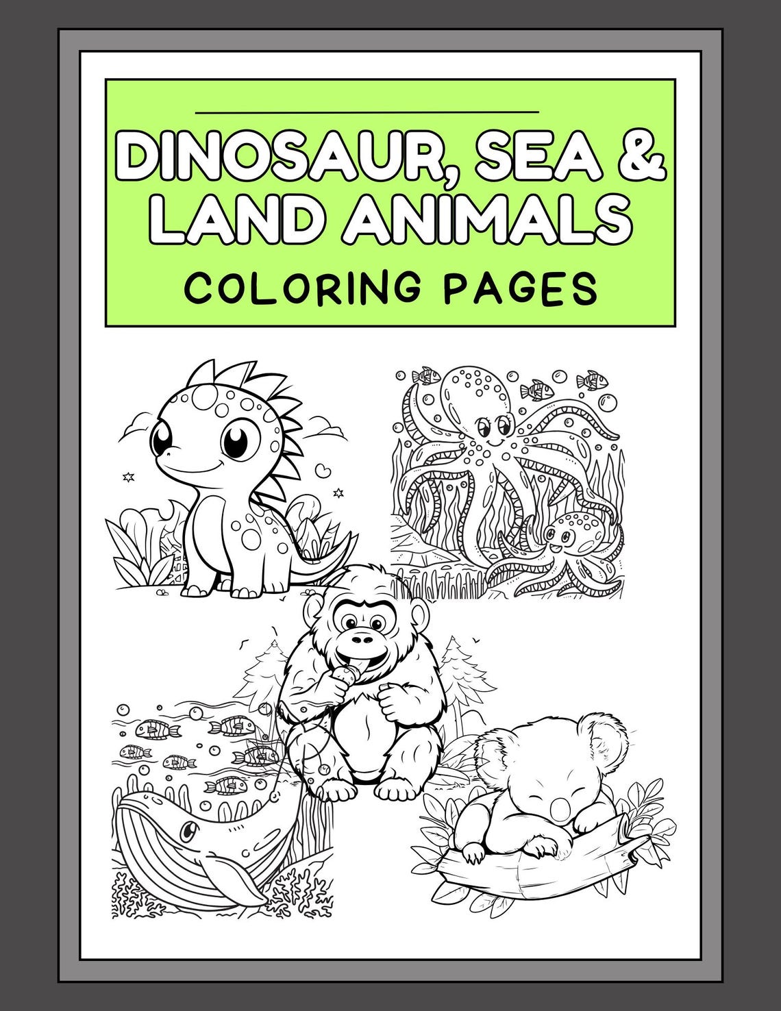 Dinosaur & Ocean Animals Coloring Book Bundle (digital Download) - Etsy