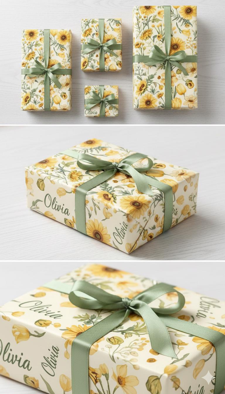 Customizable Yellow Floral Wrapping Paper | Digital Download ...