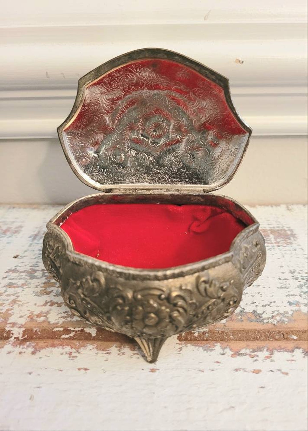 Vintage Baroque Jewelry Box: Silver Tone Jewelry Casket - Etsy