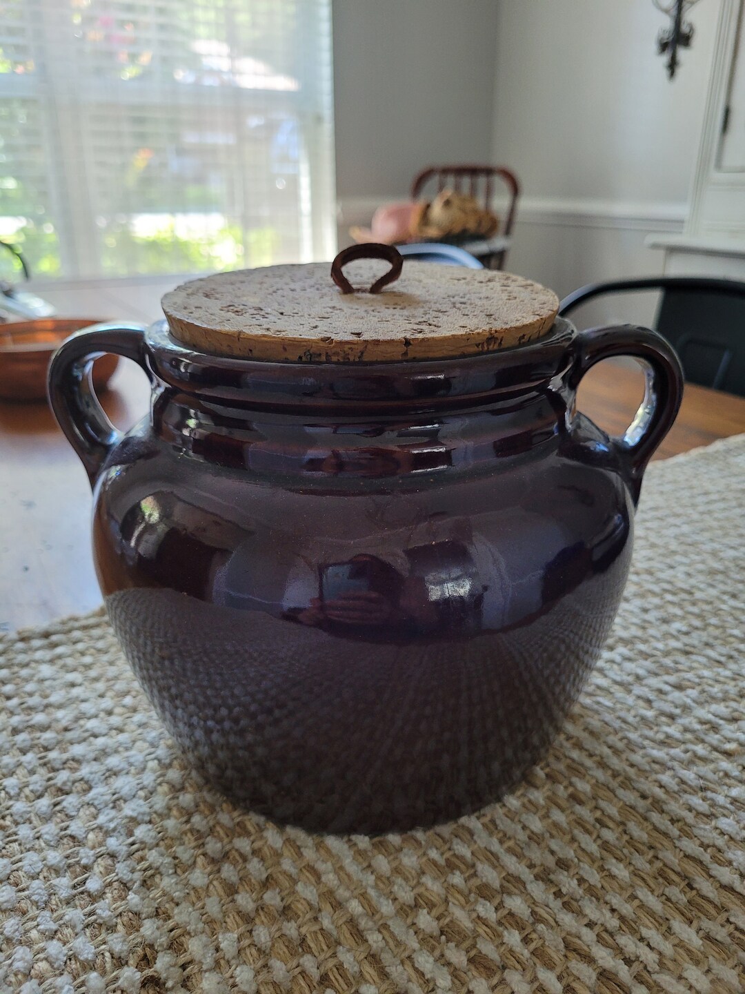 Vintage Bean Pot Stoneware Bean Pot Made in USA Vintage Kitchen Decor ...