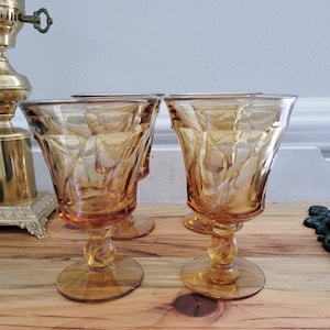 Fostoria Jamestown Amber Water Goblets Set of 4 Vintage Fostoria ...