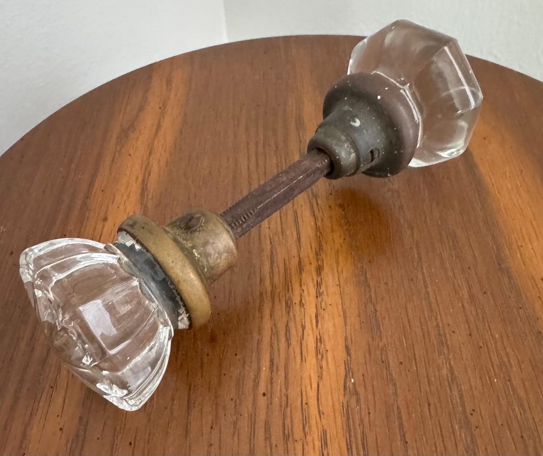 Antique Crystal Door Knob Brass Door Knob Home Restoration Glass Door Knob Antique Door Knob ...