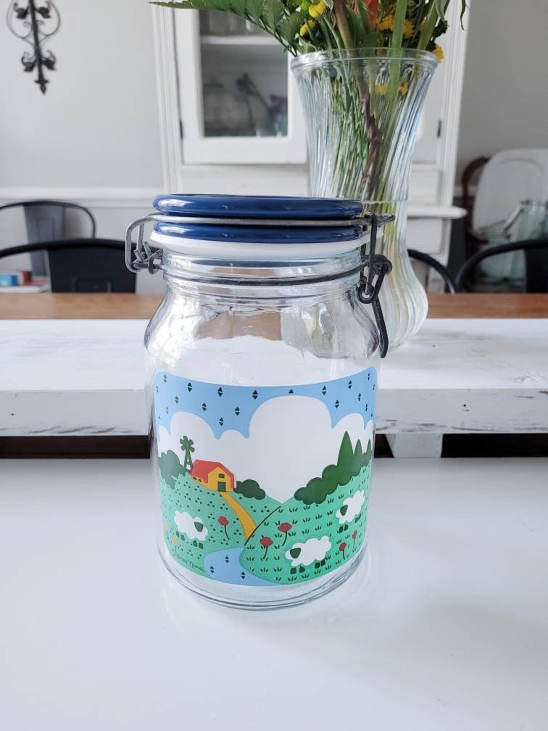 Farmhouse Canister Vintage Canister Glass Canister Farmhouse Decor ...