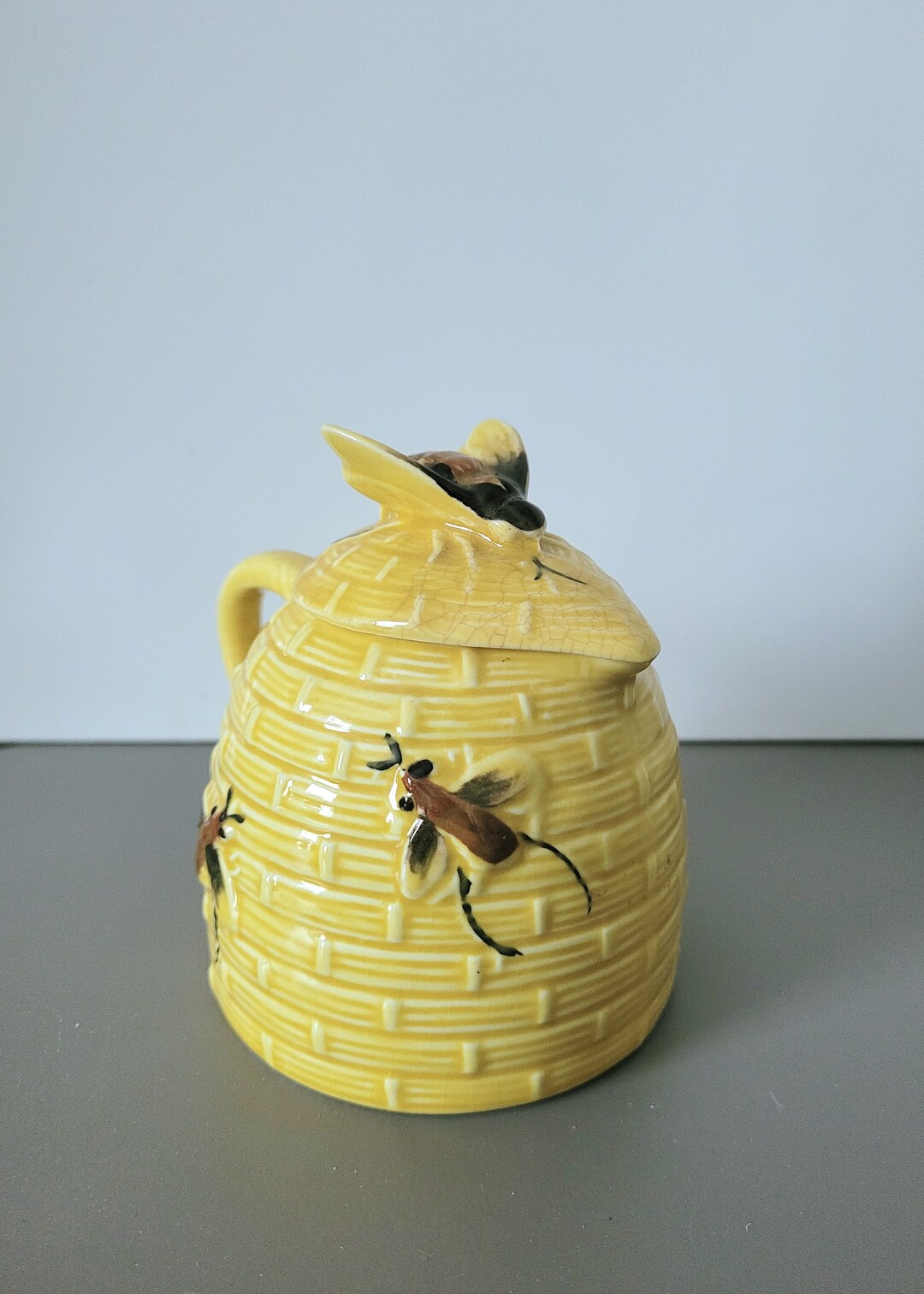Vintage Honeybee Creamer: Yellow Beehive Pitcher, Farmhouse Kitchen ...