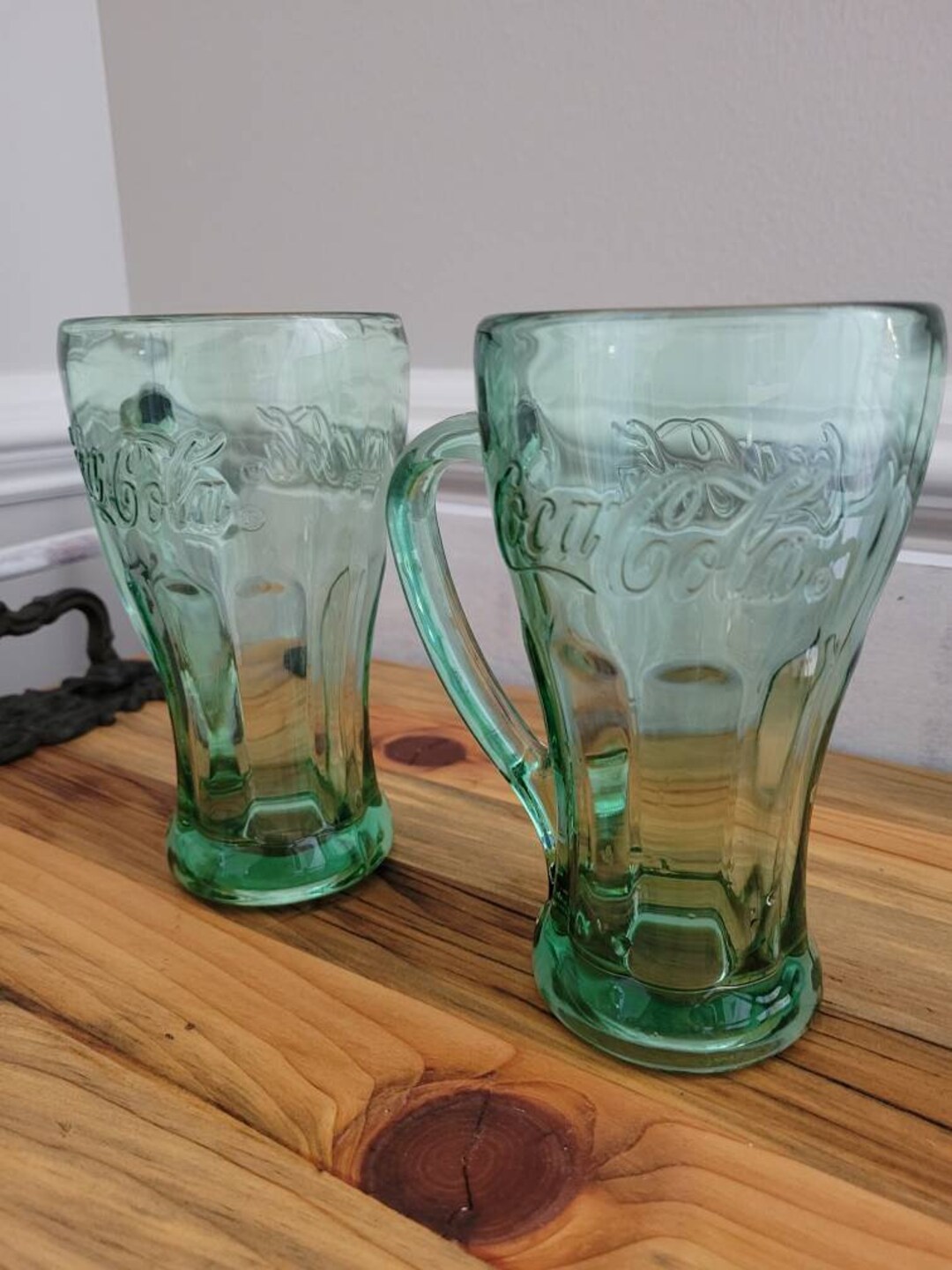 Vintage Coca-cola Glass Mug: Collectible Green Coca-cola Cup - Etsy