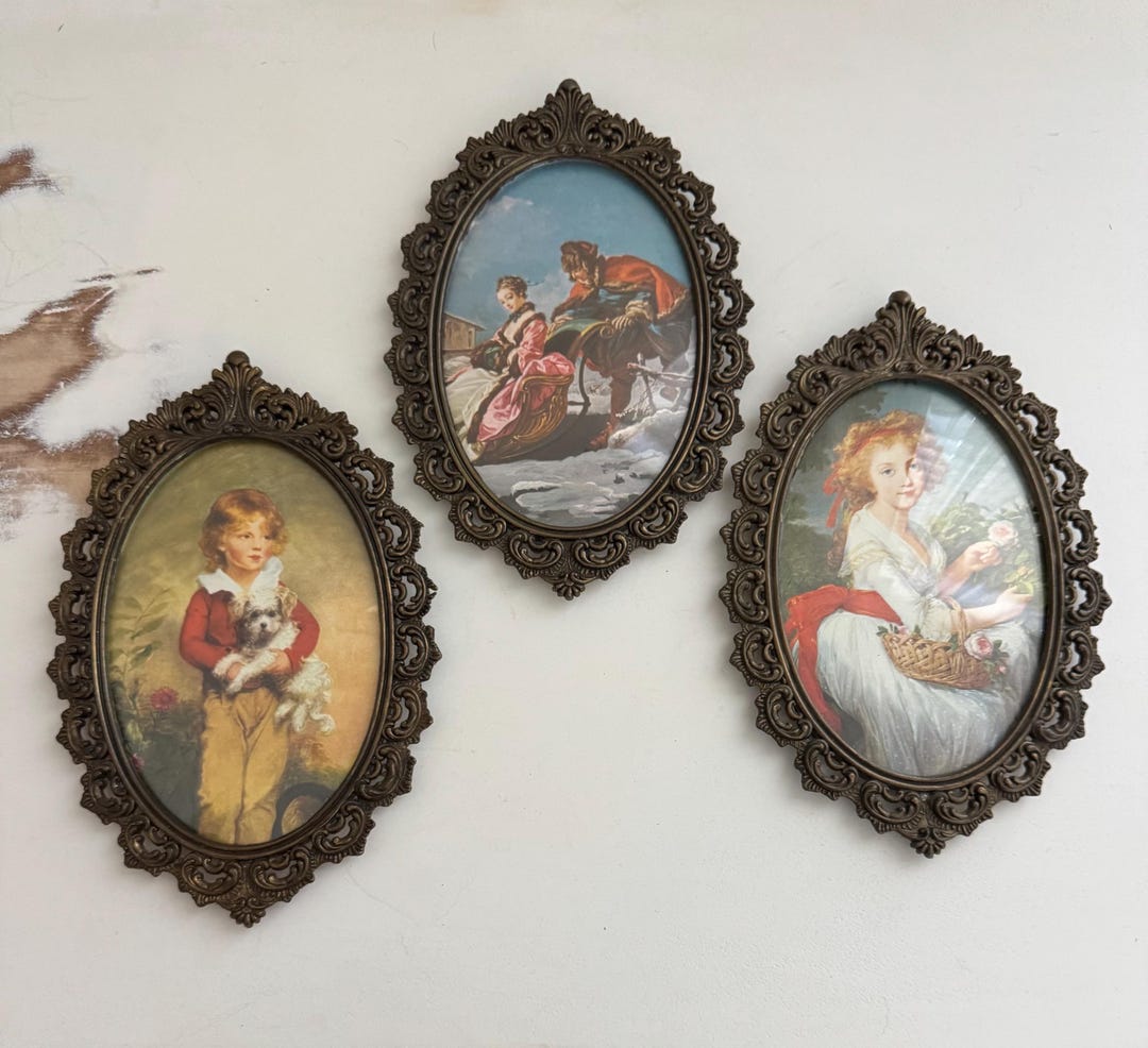 Brass Oval Frame Set of 3 Vintage Brass Oval Frames Vintage Home Decor ...