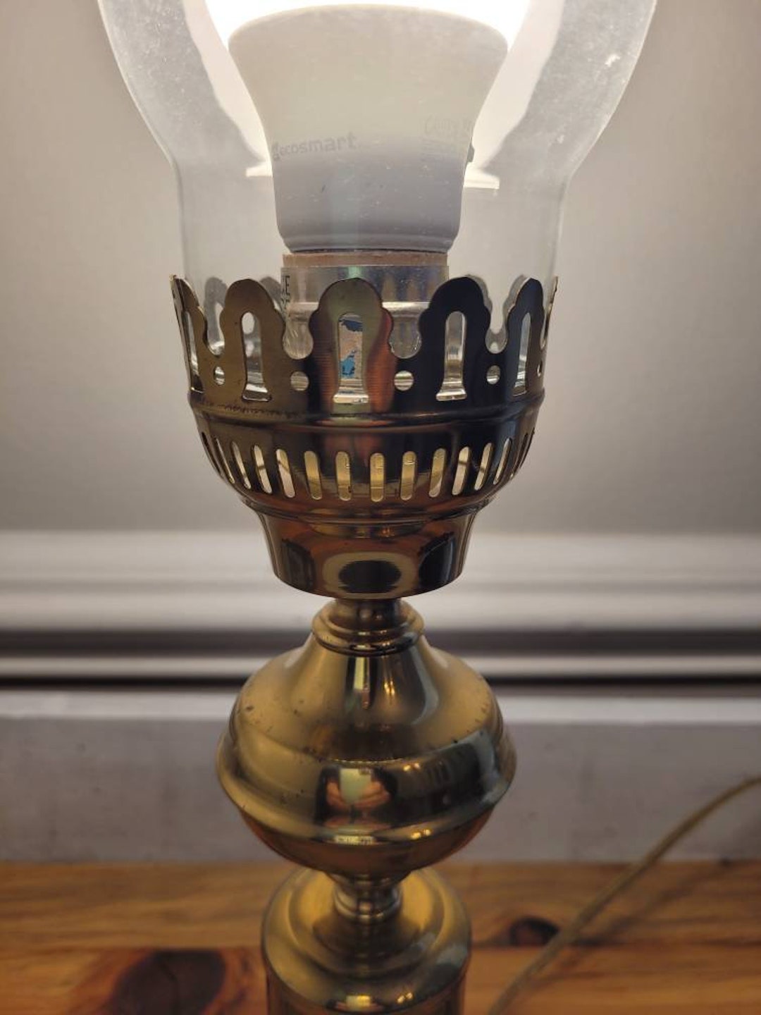 Brass Hurricane Lamp Brass Lamp Vintage Brass Lamp Brass Electric Lamp ...