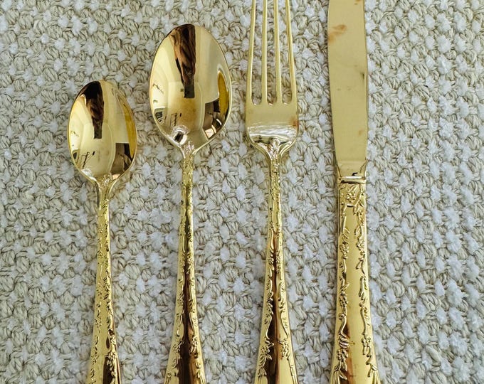 Gold Plated Flatware Vintage Wm A Rogers Gold Plated Enchanted Rose ...