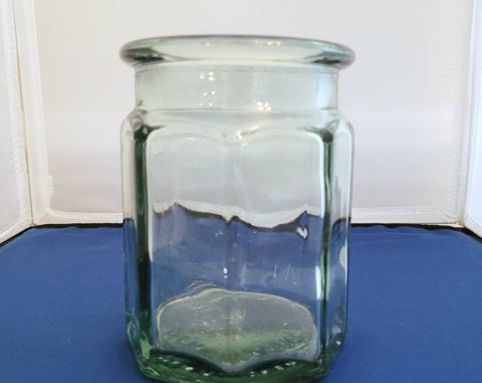 Ben Rickert Wayne N.J Vintage Octagonal Glass Canister With Rustic Cork ...