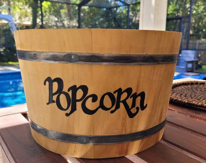 Rustic Barrel Wooden Barrel Popcorn Barrel Rustic Storage Rustic ...