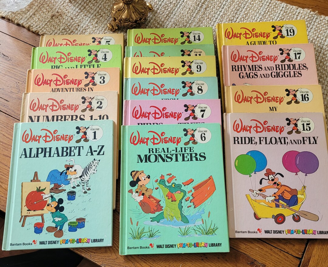 Vintage Walt Disney Fun to Learn Library Bantam Books Set of 15 Disney ...