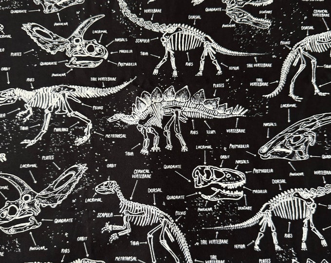 Dinosaur Fabric Dinosaur Skeleton Fabric 2.5 Yards Sewing Supplies Craft Supplies Flower Fabric ...