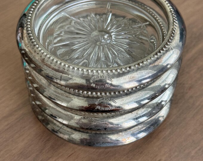 Vintage Silver Plate Coasters Set of 4 Vintage Silverplated Barware ...