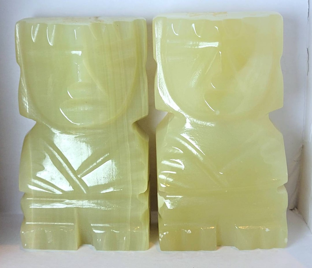 Onyx Bookends Carved Bookends Vintage Bookends Onyx Home Decor Staging ...