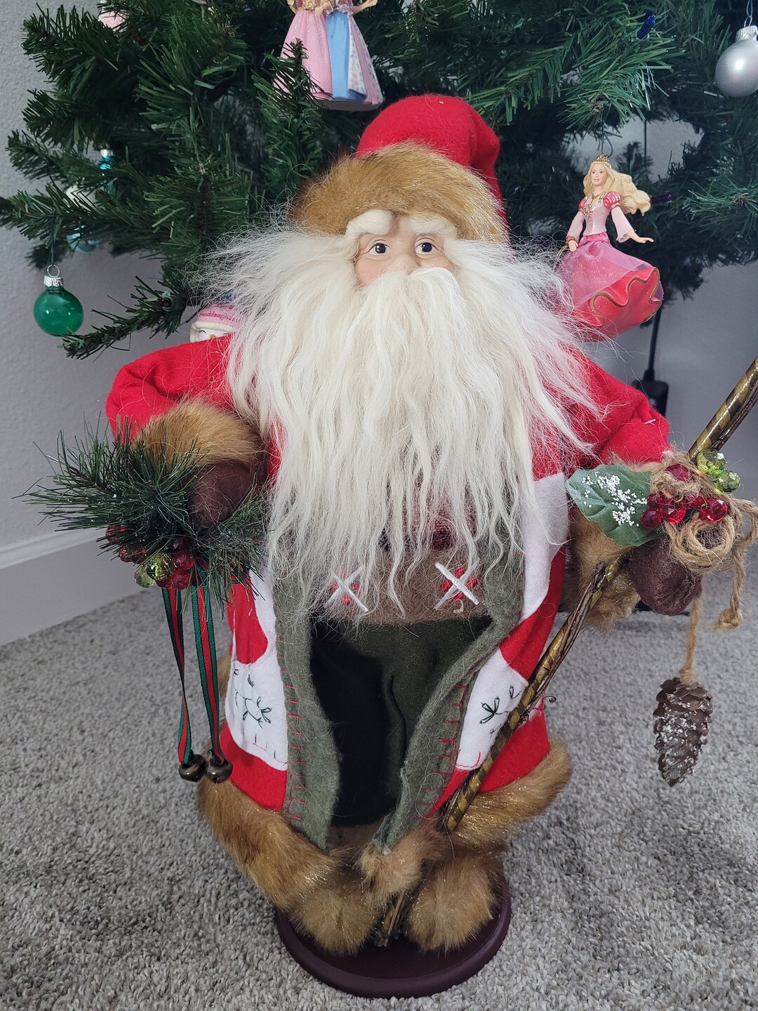 Vintage Santa: Woodland St. Nick Hiking Santa Christmas Decor (19.5 ...