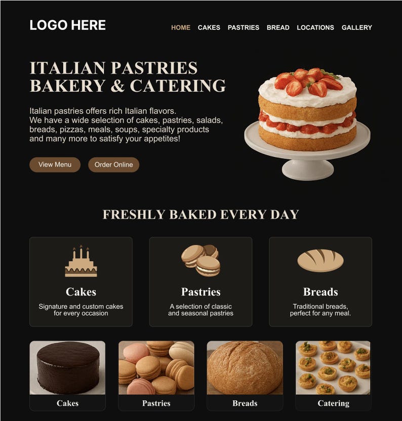 Website Template – Figma UI for Pastries, Cakes & Catering - Etsy