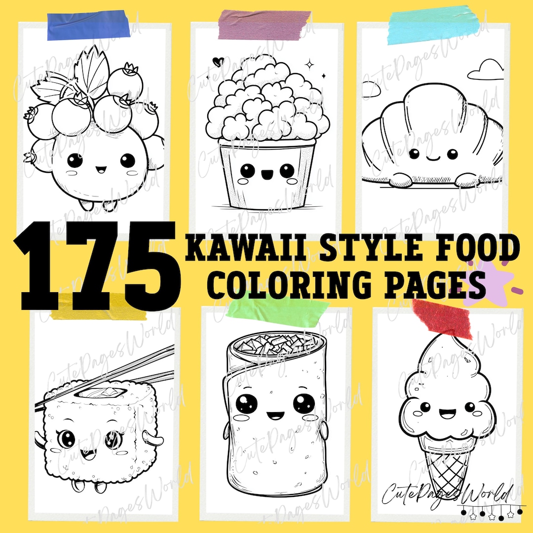 175 Kawaii Food Coloring Pages PDF, Printable Coloring Book for Kids ...