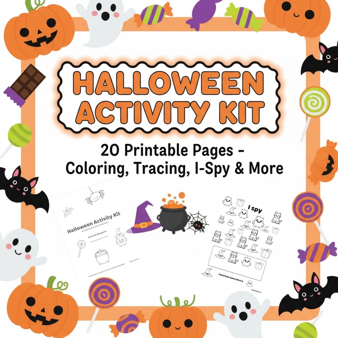 Halloween Preschool Activity Kit: 20 Printable Learning Worksheets (PDF ...